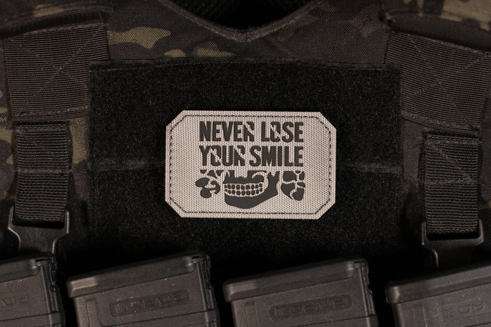 Never Lose Your Smile IR Laser Cut Wolf Grey Patch – PZW