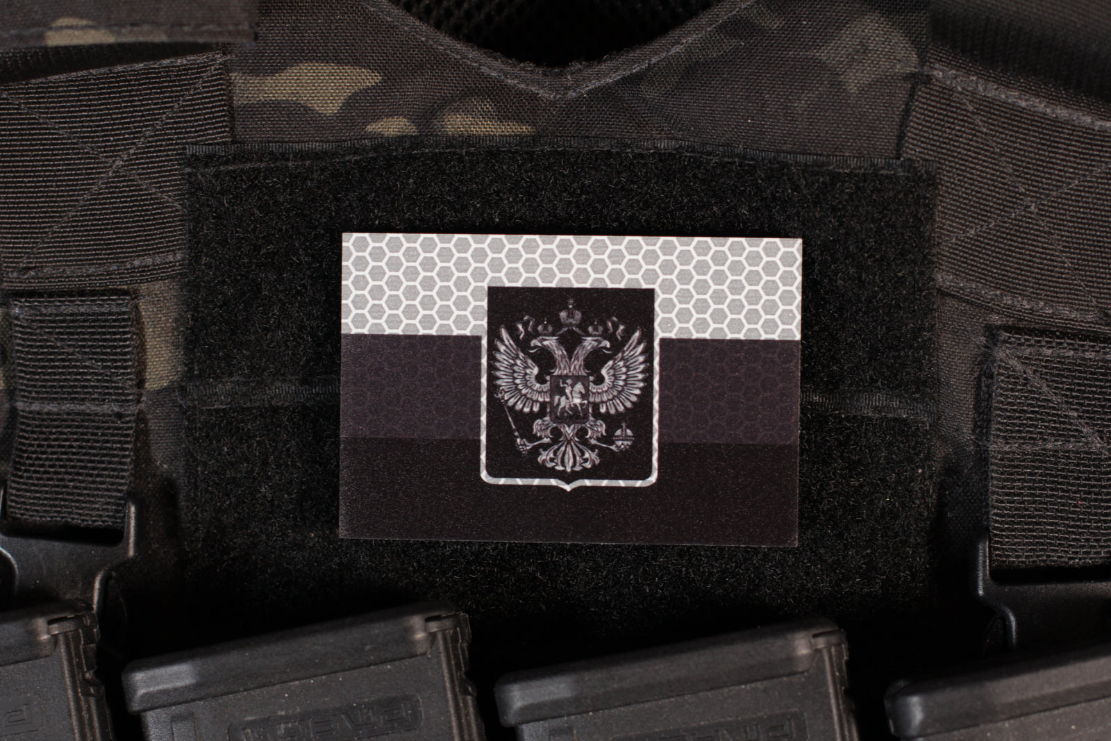 Russian Flag Coat Of Arms Reflective Patch Subdued Black – PZW